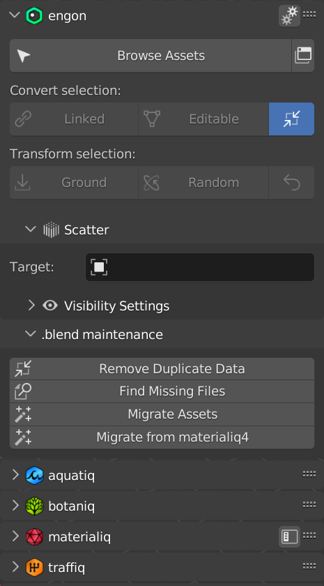 Panel Overview - engon 1.2.0